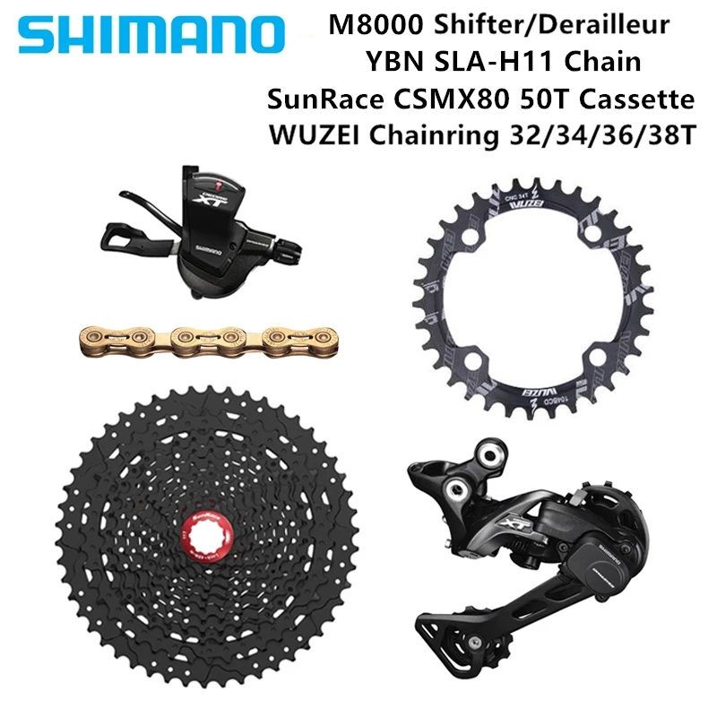 Shimano DEORE XT M8000 1X11 S Sepeda Derailleurs 11 46/50 T CSMX80 Kaset Chainring KMC Rantai ...