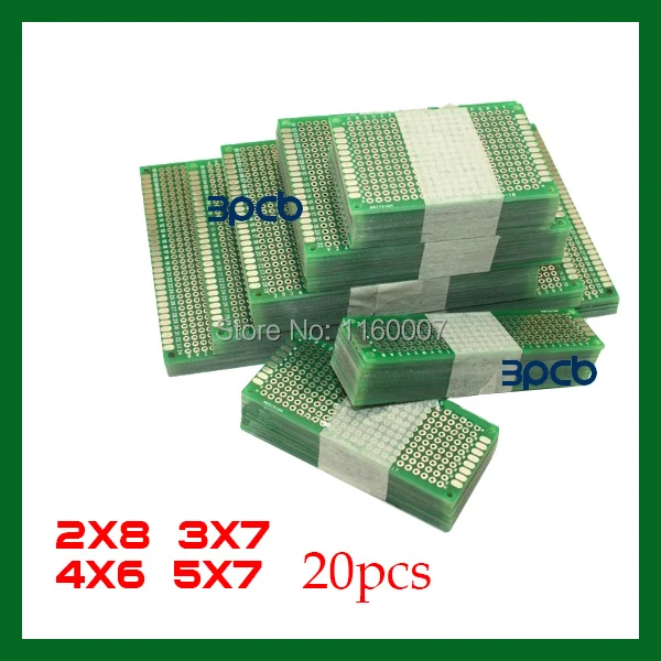20pcs 5x7 4x6 3x7 2x8 cm PCBs PCB Prototype Blank PCB 2 Layers Double ...