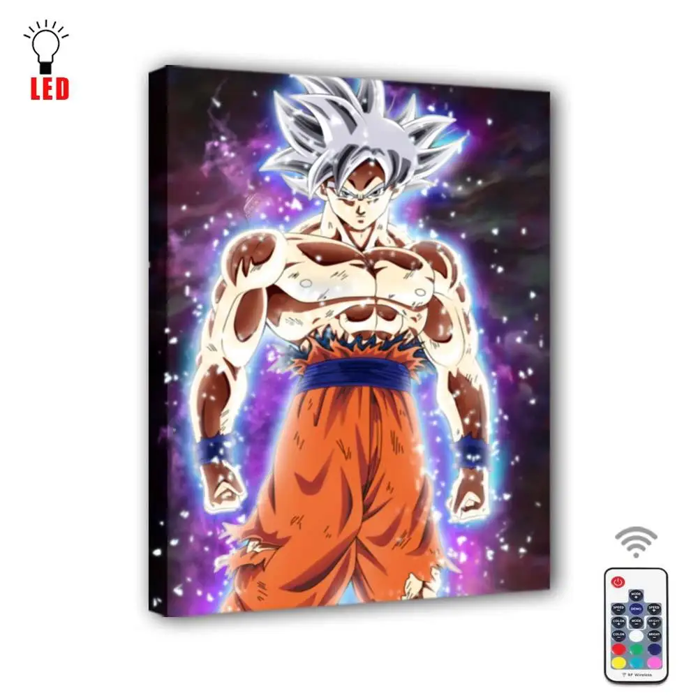 Remote Control Led Canvas Wall Decorative Dragon Ball Super Goku ...