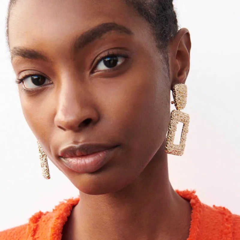 Solememo Fashion Punk ZA Drop Earrings For Women Metal Geometric Square ...