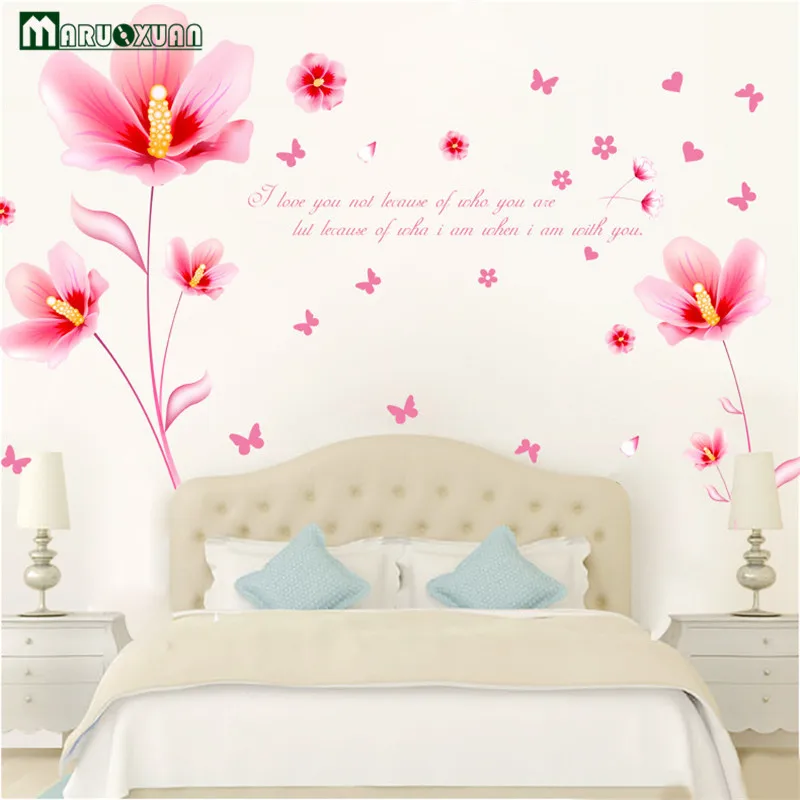 YunXi Pink Fragrance Flower Plant Sticker Living Room Bedroom Bedside ...