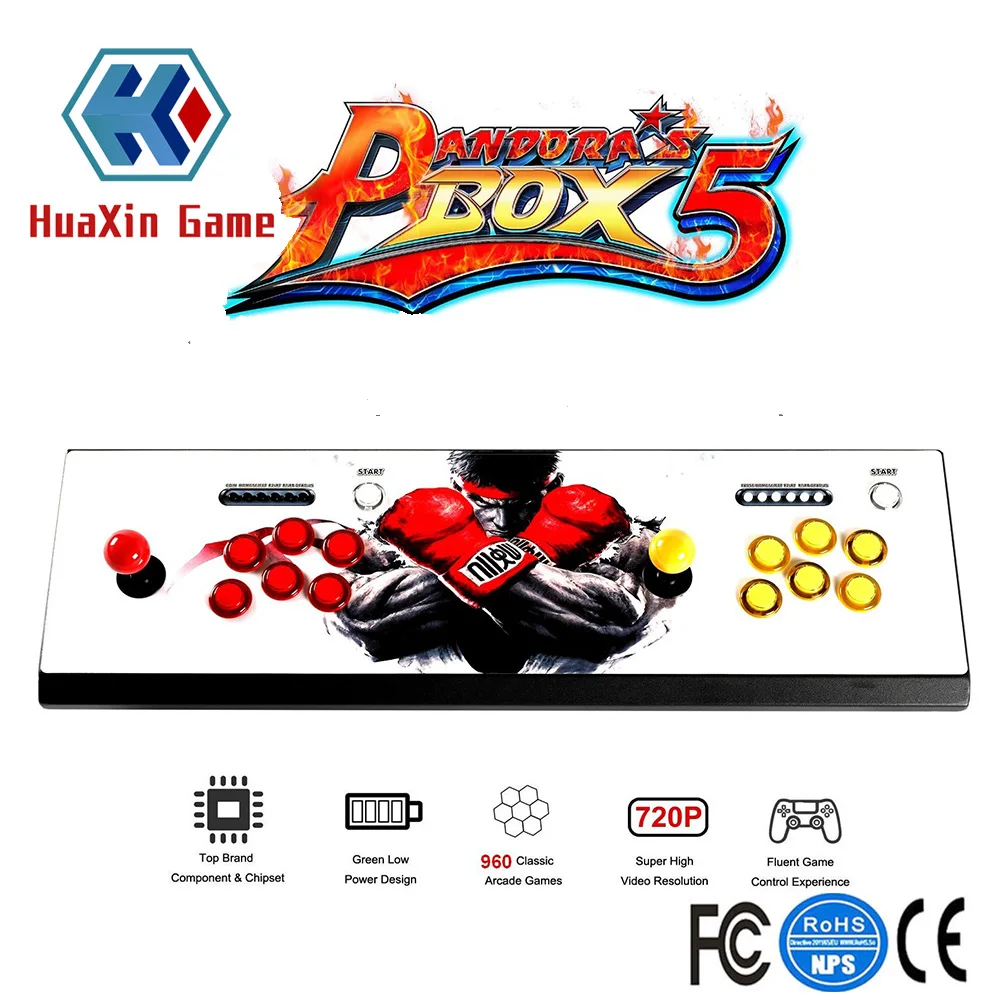 Pandora's Box 5 LED Arcade Game Console 960 Games 2 Player Metal Arcade ...
