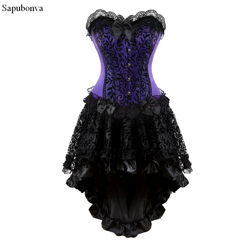Sapubonva Victorian Corset Dress Gothic Cosplay Costume Halter Corset