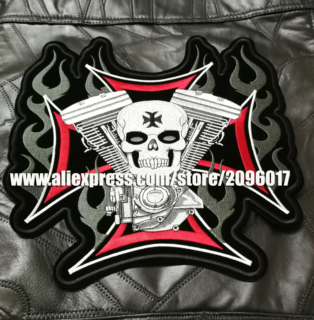 Large-Embroidery-Punk-Live-to-Ride-Skull-Chopper-Patches-Biker ...