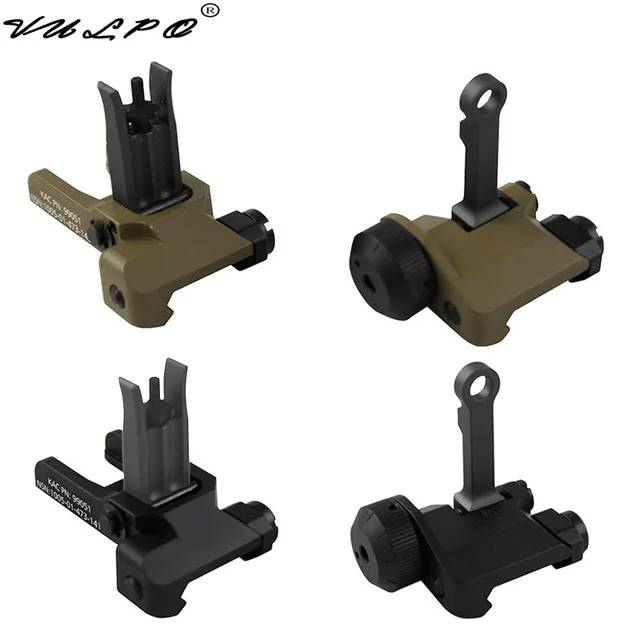 VULPO Tactical KAC Style 300M Flip Up Folding Iron Sight Front Rear ...
