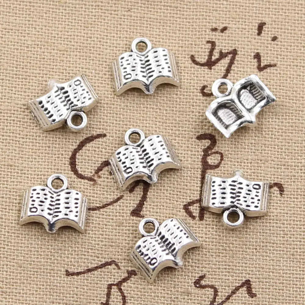 30pcs Charms Open Holy Bible Book 12x10mm Antique Bronze Silver Color ...
