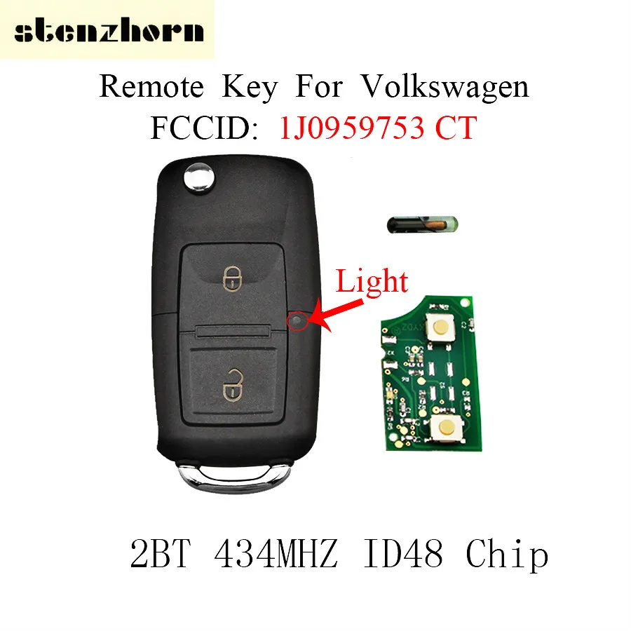 Stenzhorn Fold Flip Remote Key Fob 434Mhz For VW Volkswagen Bora Polo ...