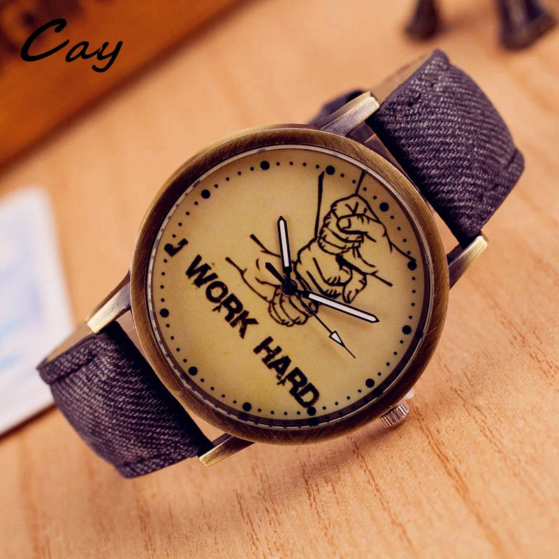 케이 Women Watch Feature Relogio Masculino British Style Denim Retro ...