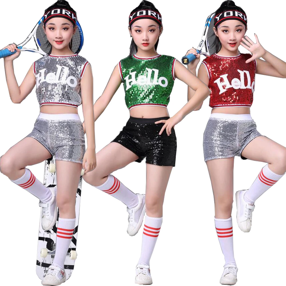 Kids Stage Wear Modern Dance Outfits Girls Ballroom Jazz Dancing Tops ...
