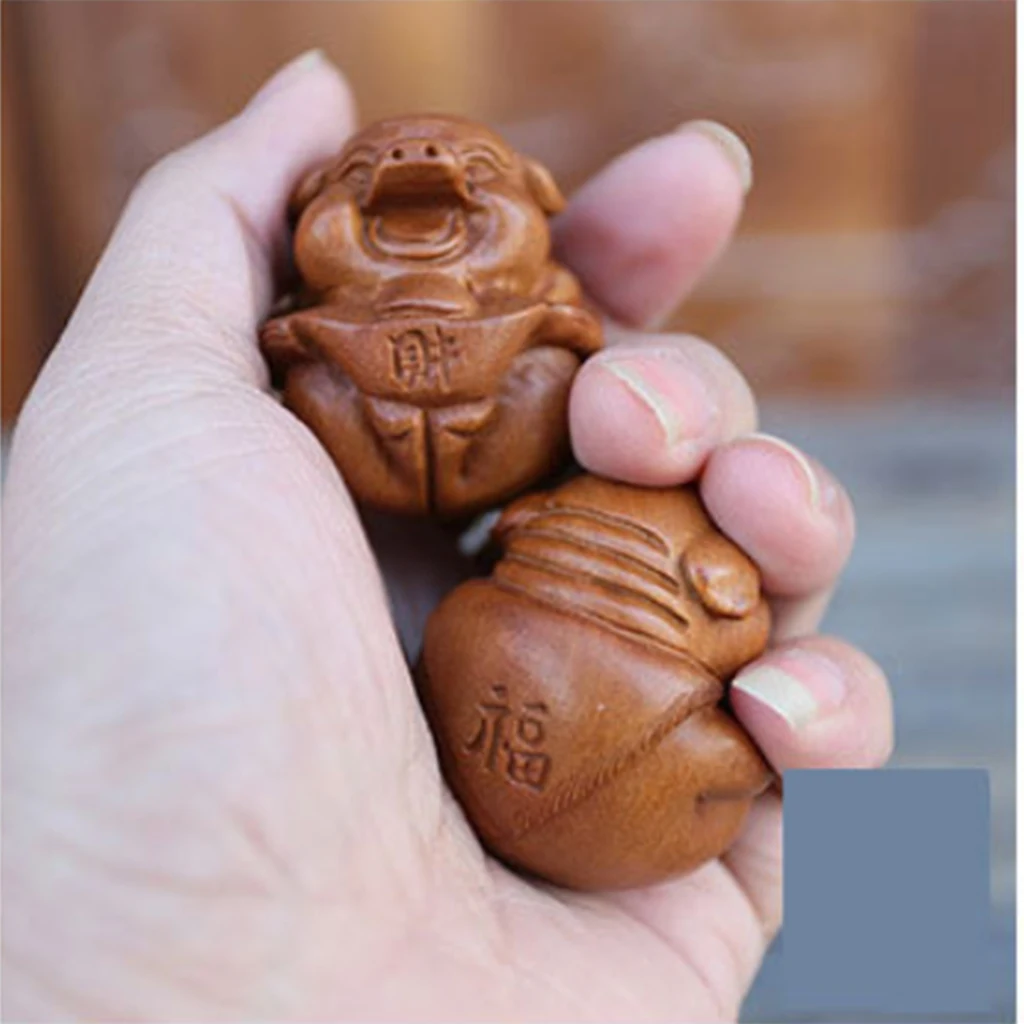 2Pcs Portable Handmade Peach Wood Baoding Balls Chinese Health Exercise ...