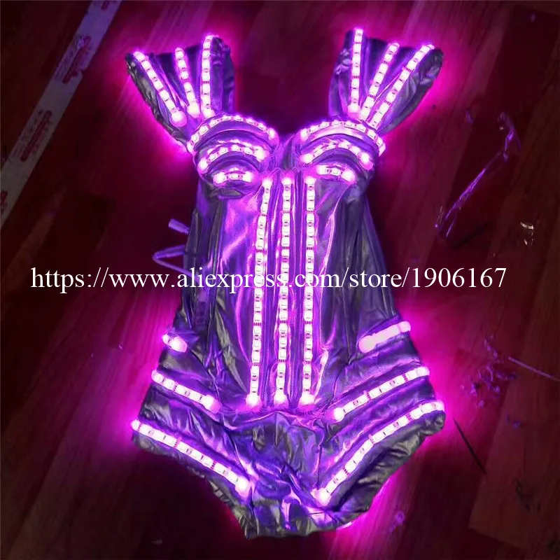 Rgb Led Light Luminous Illuminated Lady Evening Dress Glowing Flashing