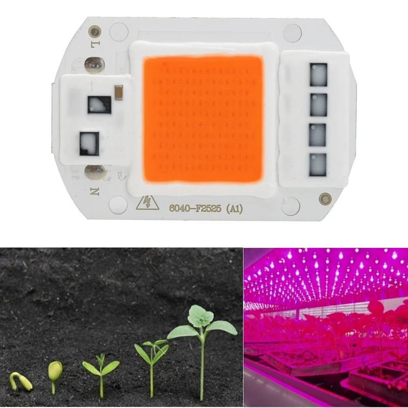 AC 220V 50w cob led grow light chip full spectrum 380nm 840nm for ...