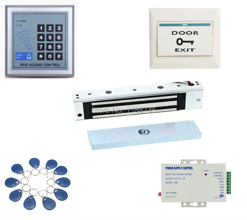 Rfid Door Access Control System Kit + 280kg Electric Magnetic Lock ...