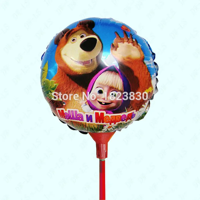 8.5 inch masha and bear balloon sticks for kids toys helium foil air ...