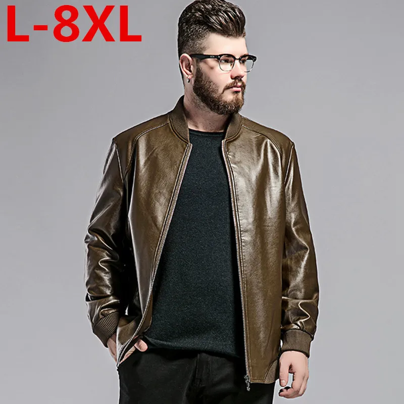 big size 8XL 7XL 6XL 5X new brand men leather jacket top quality male ...