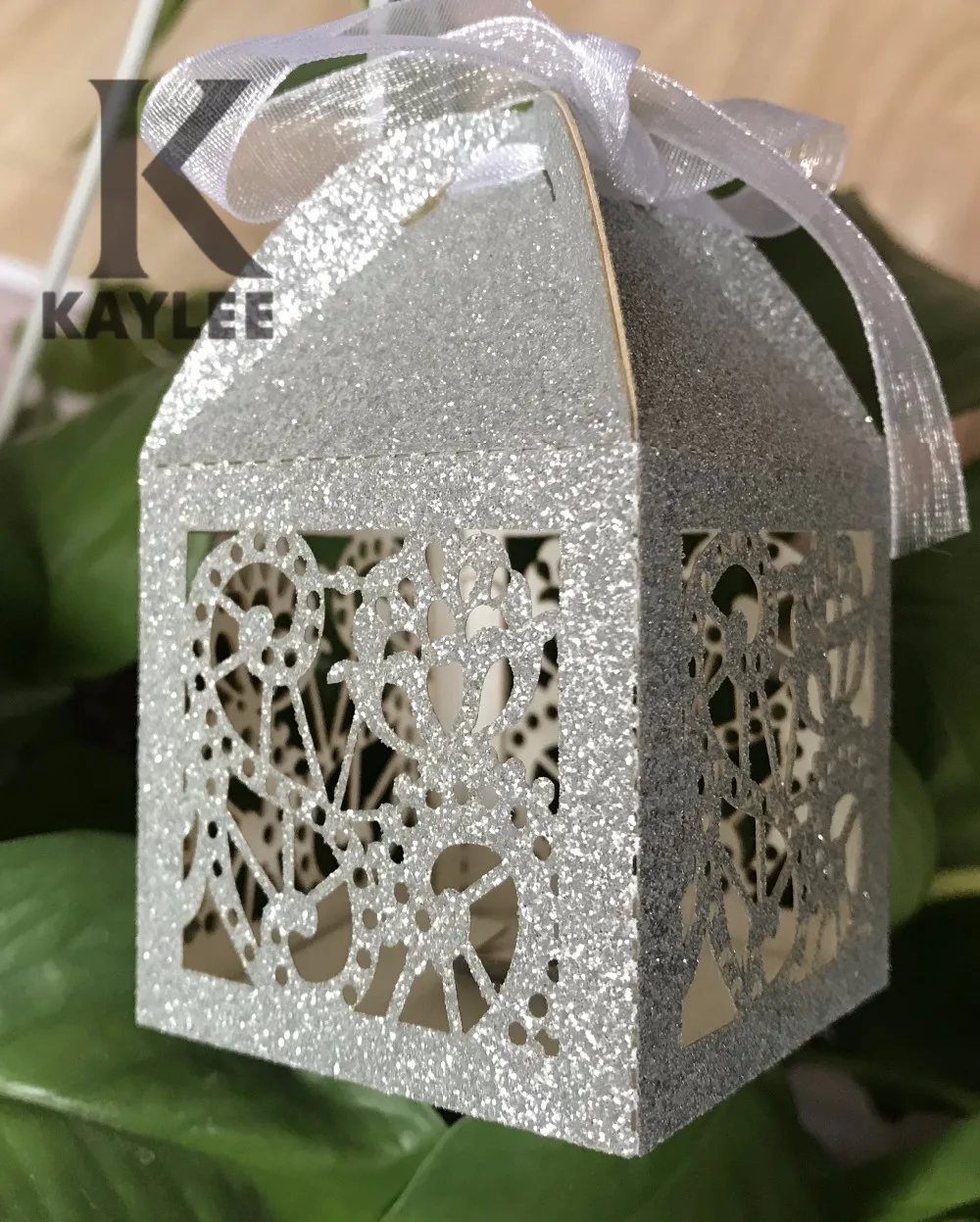 50pcs Silver Glitter Paper Chocolate Packaging Boxes with ribbon,Laser ...