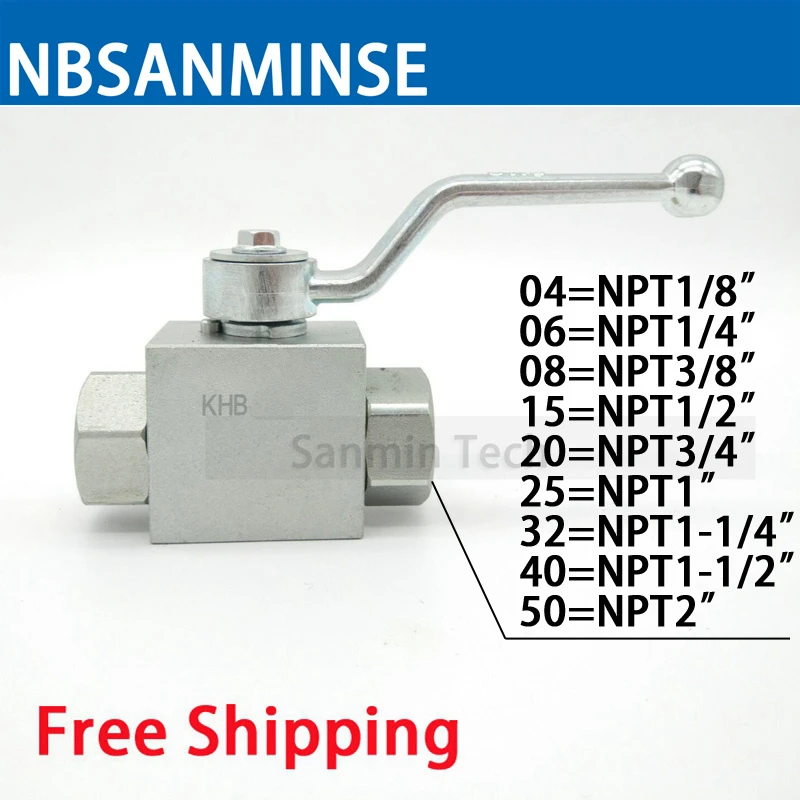 고압 유압 볼 밸브 KHB 1/8 1/4 3/8 1/2 3/4 1 1 1/4 1 1/2 2 NPT 수동 밸브 높은 품질 Sanmin|hydraulic ball valve ...