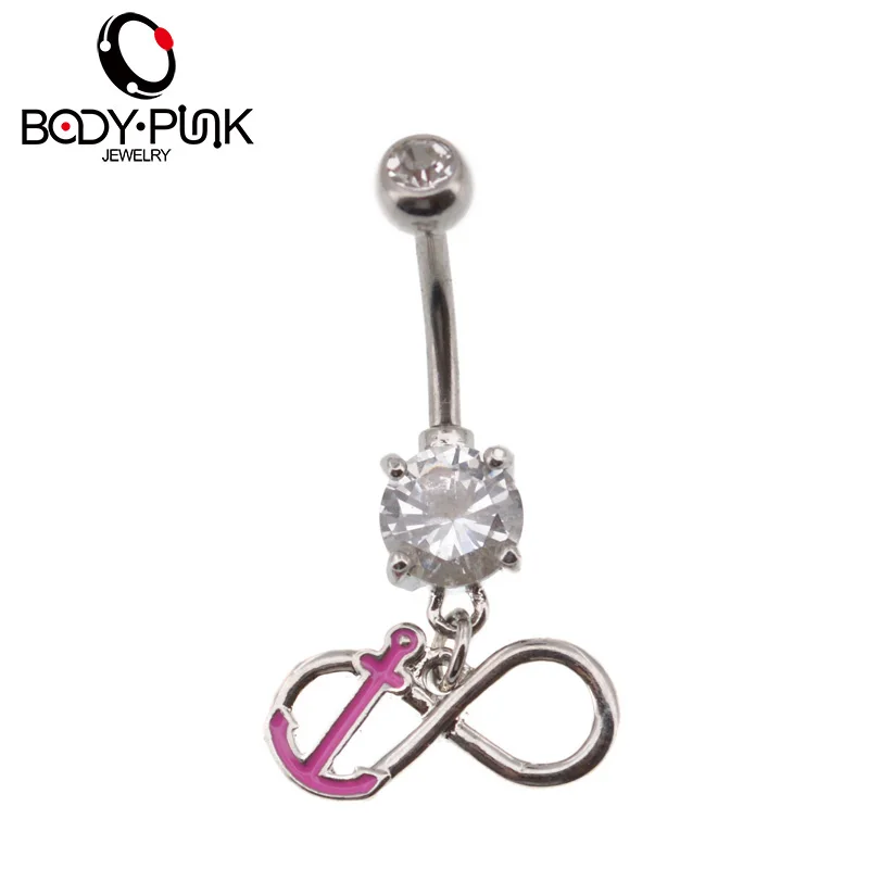Belly Button Piercing Pink Anchor