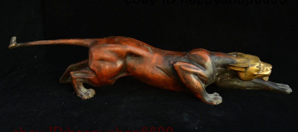 Chinese-fengshui-Bronze-Gilt-African-Leopard-Panther-Cheetah-Animal ...