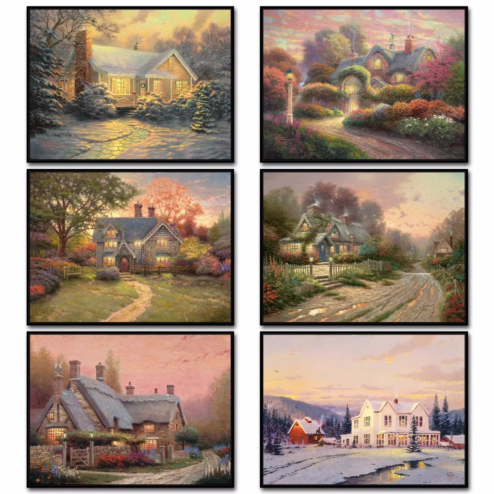 Thomas Kinkade Cottage canvas painting, Poster, HD posters and prints ...