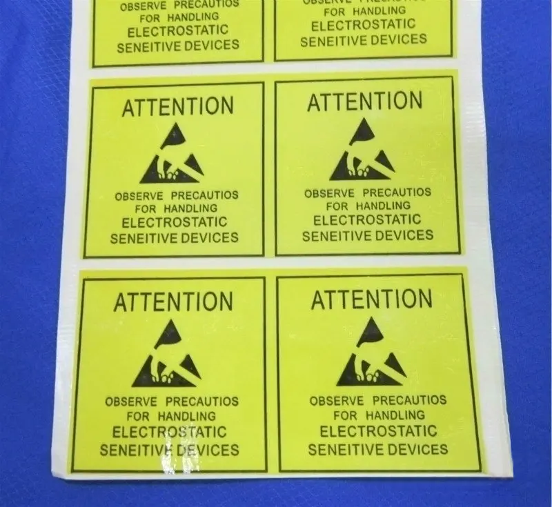 Antistatic Warning Sticker Caution Sticker 48*48mm 120pcs Yellow Coated ...