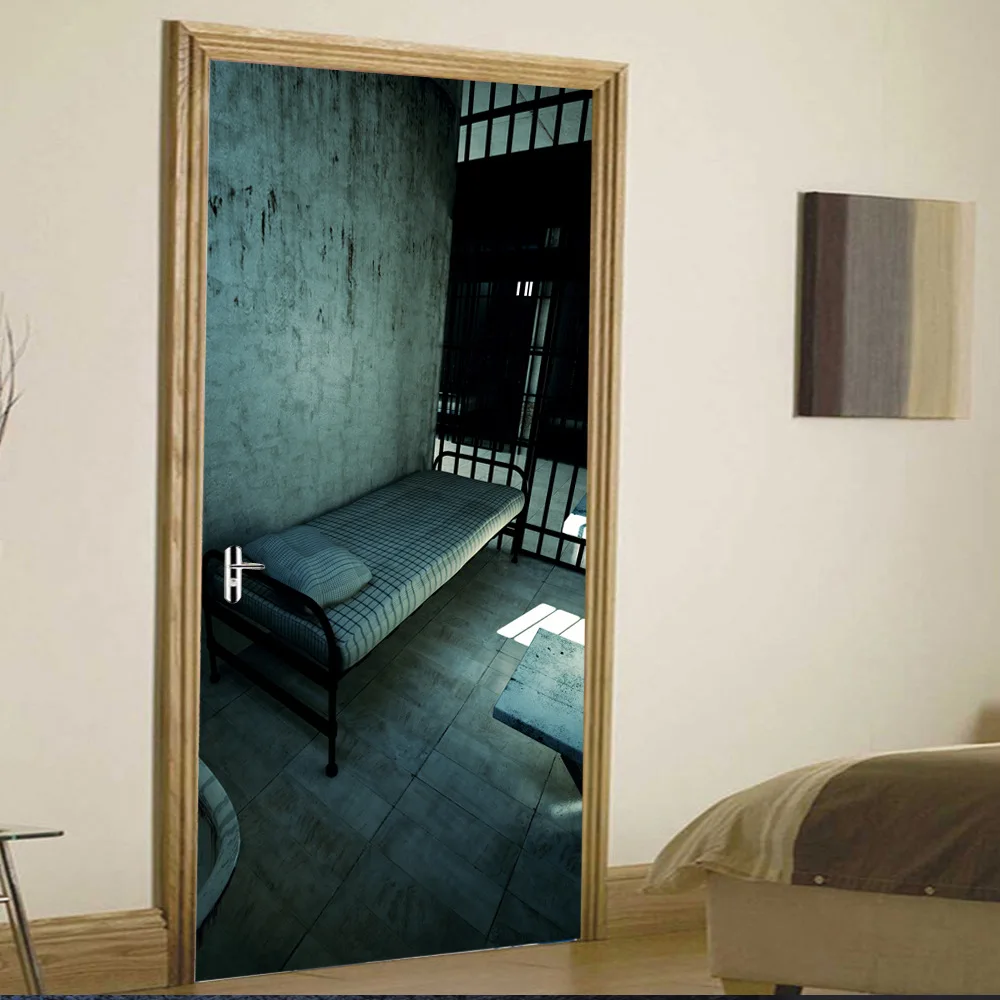 3D-Prison-Jail-Gloomy-Wall-Decal-Door-Sticker-for-Bedroom-Living-Room ...