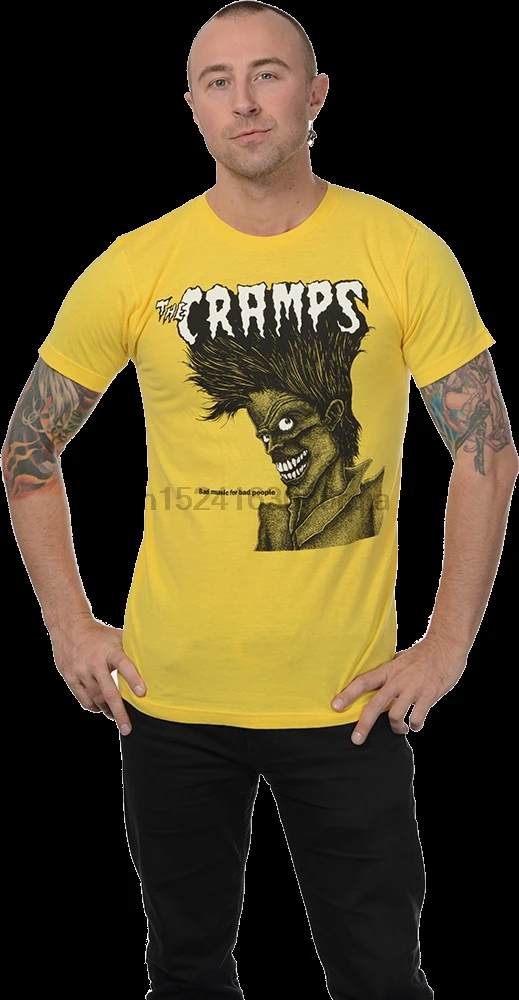 THE CRAMPS BAD MUSIC FOR BAD PEOPLE YELLOW T SHIRT in T Shirts From Men THE CRAMPS BAD MUSIC FOR BAD PEOPLE YELLOW T SHIRT in T Shirts From Men