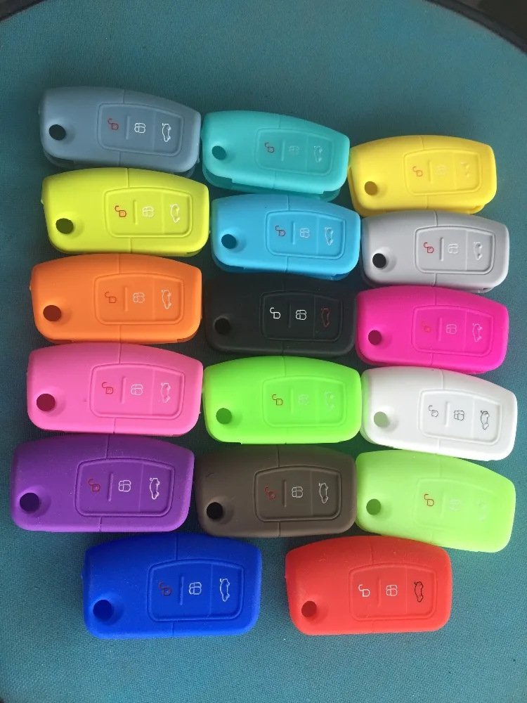 1Pcs New Silicone Case Cover For Ford Fiesta C Max Ka 3 Buttons Flip ...