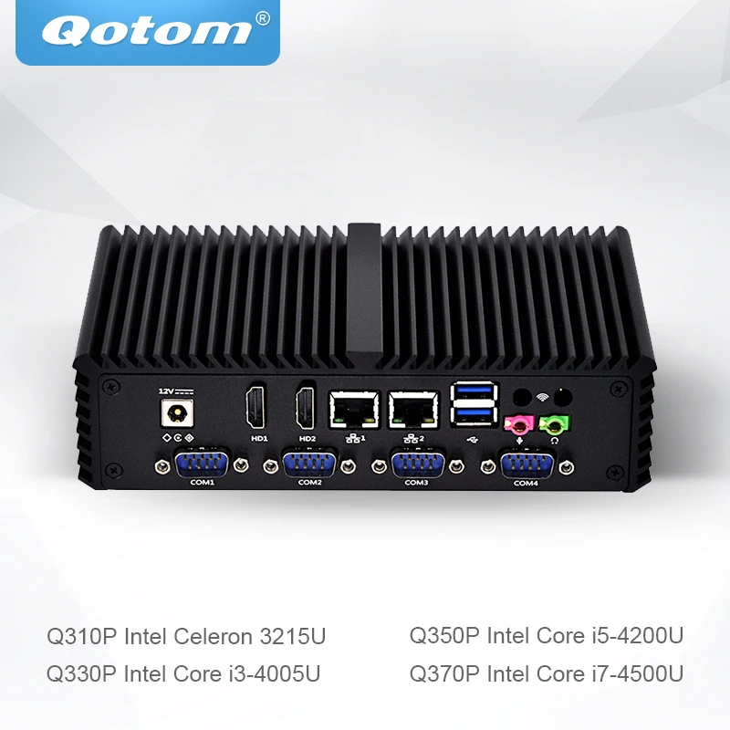 Qotom Mini PC Little Fanless Computer Celeron Core i3 i5 i7 with Dual ...