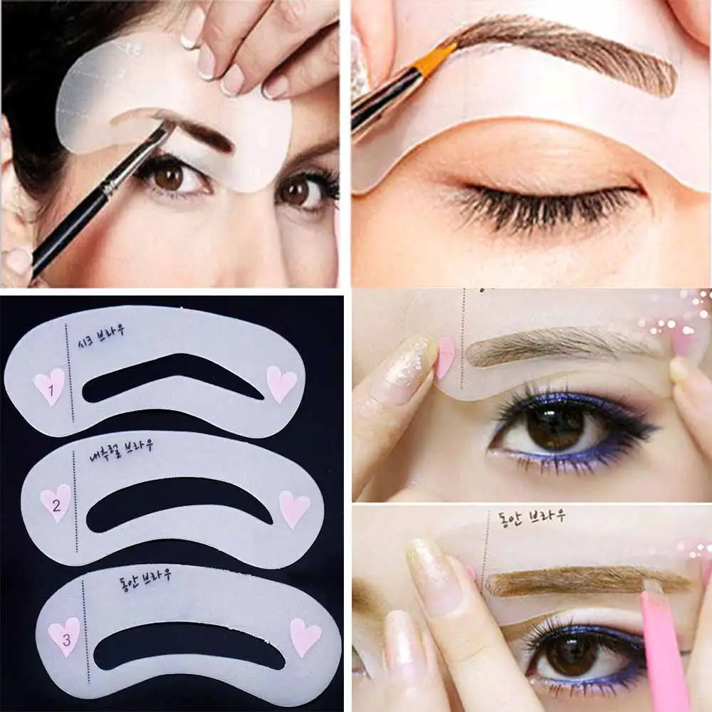 New 3 Styles Grooming Brow Painted Model Stencil Kit Shaping DIY Beauty 