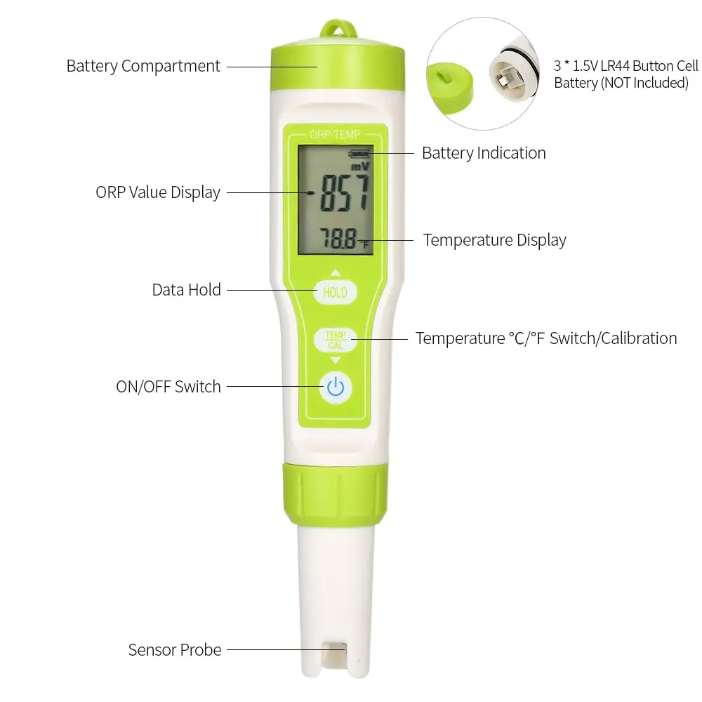 Pen Type ORP/TEMP Meter Thermometer Professional ORP Water Quality ...