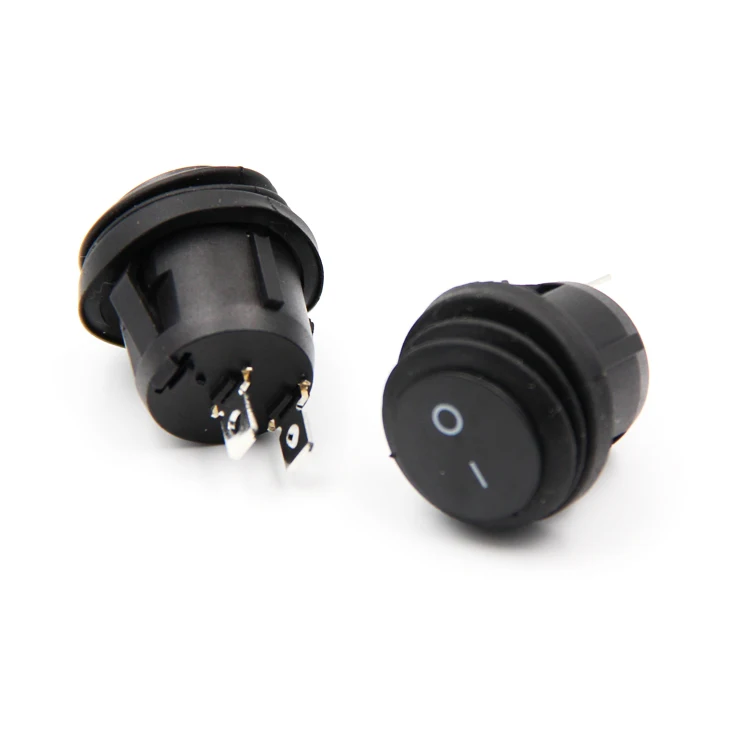2PCS/LOT YT1010 BLACK Small Round Switch Rocker Switch Two Pin two ...