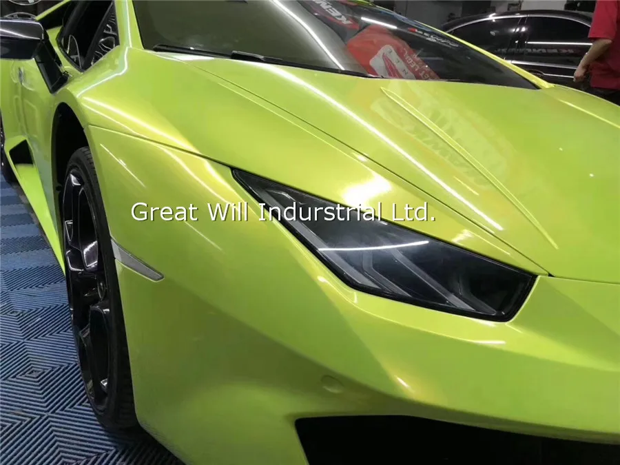 Gloss Magic Color Fluorescent Green Vinyl Wrap Film With Air Bubble ...