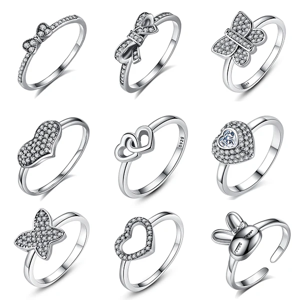 Authentic S925 Sterling Silver Finger Rings Luxurious CZ Crystal ...