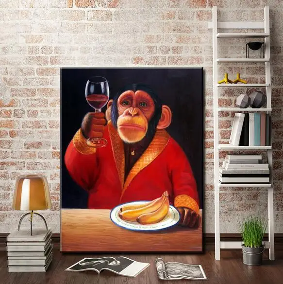 monkey oil painting printed on canvas home abstract oil painting canvas ...