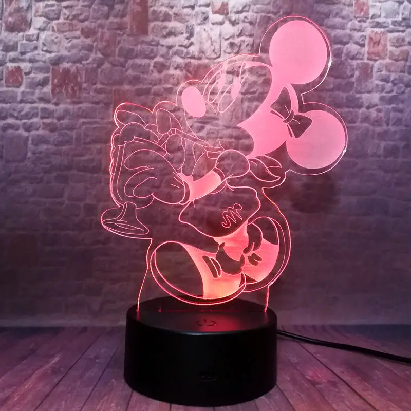 Trumpet Minnie Figurines Model 3D Illusion LED Colorful Changing ...