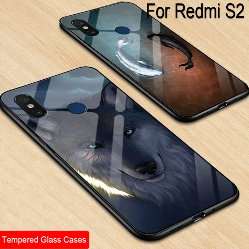 Redmis2 dos desenhos animados casos de vidro temperado capa traseira ...
