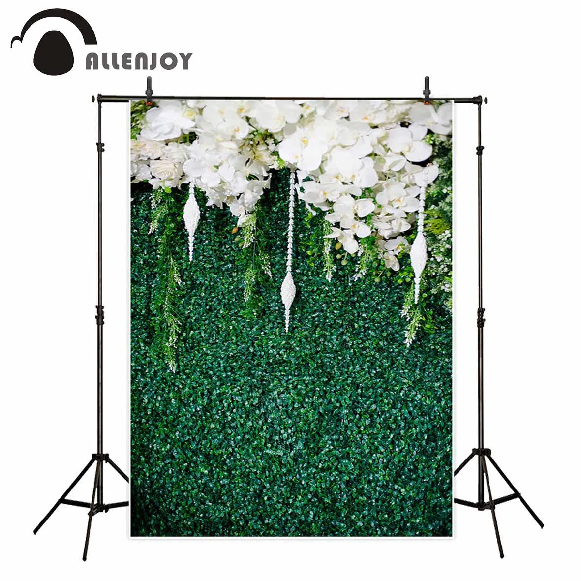 Allenjoy backdrop for photo studio white flower green wall wedding ...