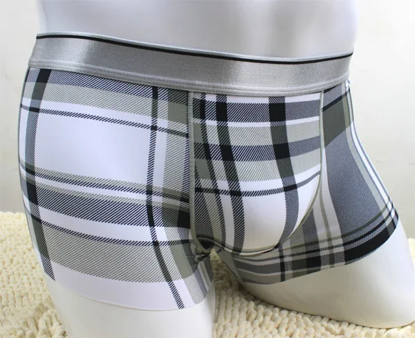 Free Shipping Men Plaid Nylon Bulging Underwear Seamless Boxer Shorts ...