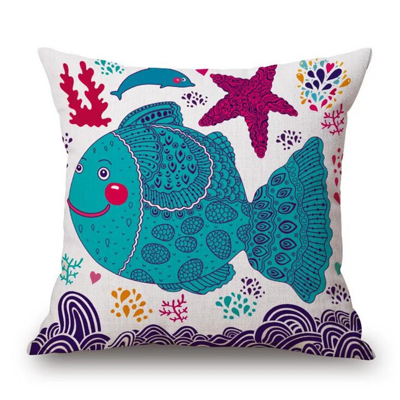 Cartoon Style Lovely Fish Printed Decor Cushion Pillow Almofada Home ...