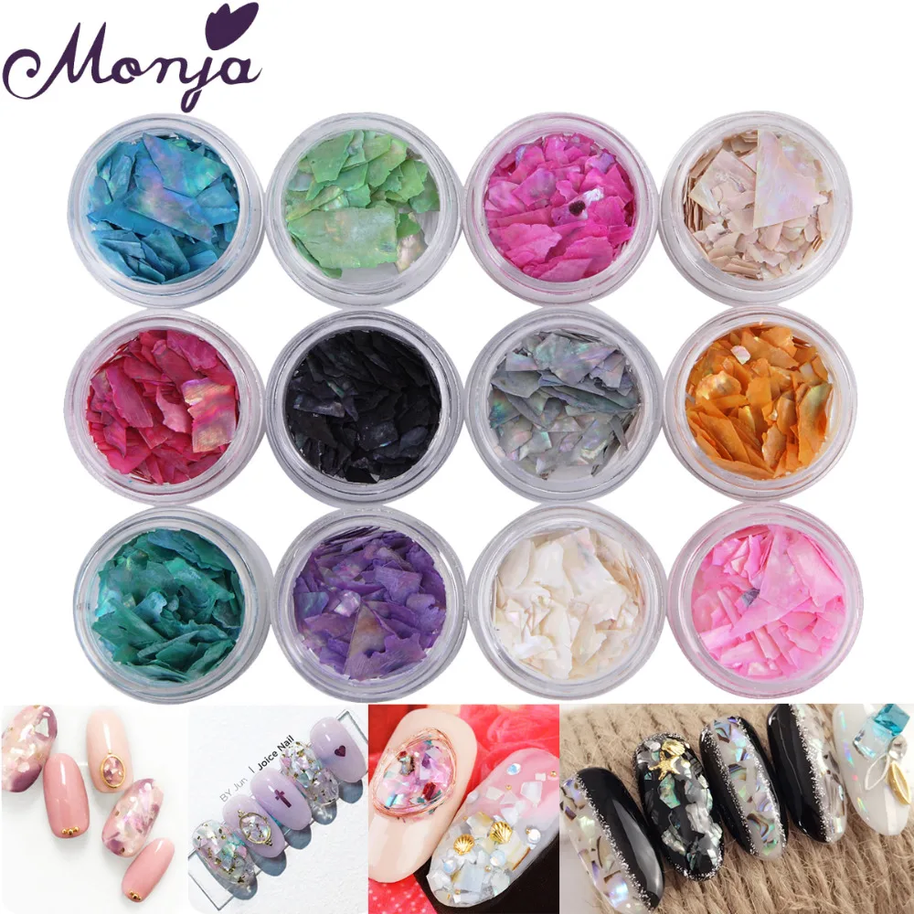 Monja Nail Art Crushed Shell Seashell Set Gel Polish Tips Ocean 3D ...