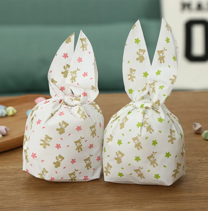 50pcs Cute Rabbit Shape Bear Pattern Dessert Cookie Bag,Bakery Gift ...