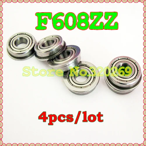 4pcs F608zz Flanged F608 F608-2z Miniature Shielded Shaft Flange Ball ...