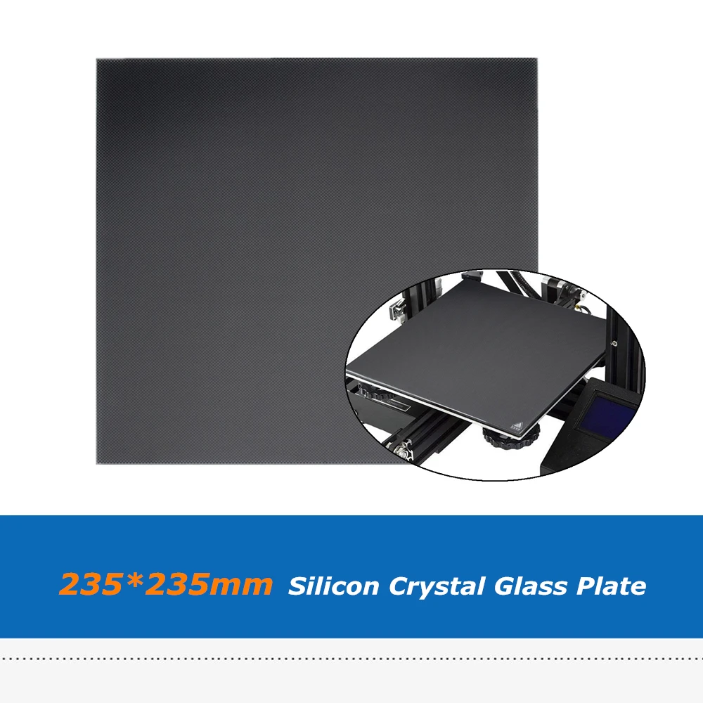 235*235mm Black Carbon Silicon Crystal Hotbed Glass Plate For Creality ...