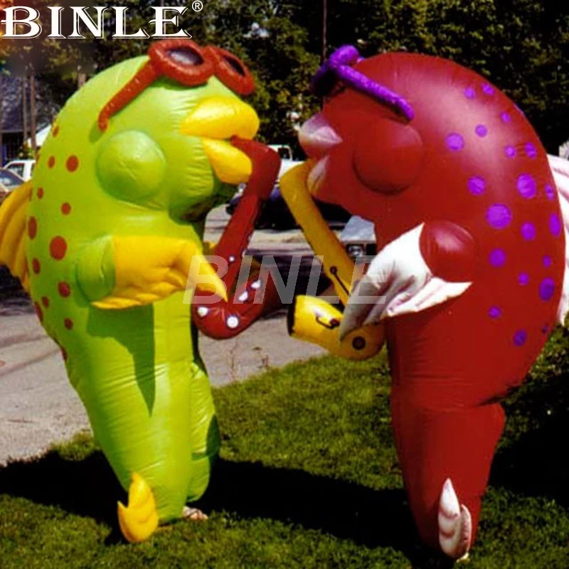 2pcs newly attractive parade walking about funny inflatable fish mascot ...