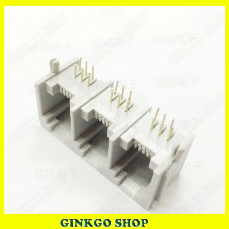 1000pcs/lot New Rj11 Telephone Modular Network Jack 3 Ports 6p6c 6 Pin ...