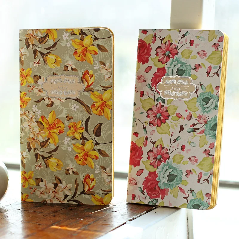 1Pc Vintage Romatic Flower Kraft Paper Notebook Journal Diary Notepad ...