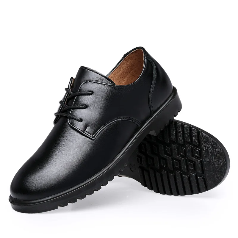 Детская кожаная обувь для мальчиков; черные модельные свадебные туфли ...
