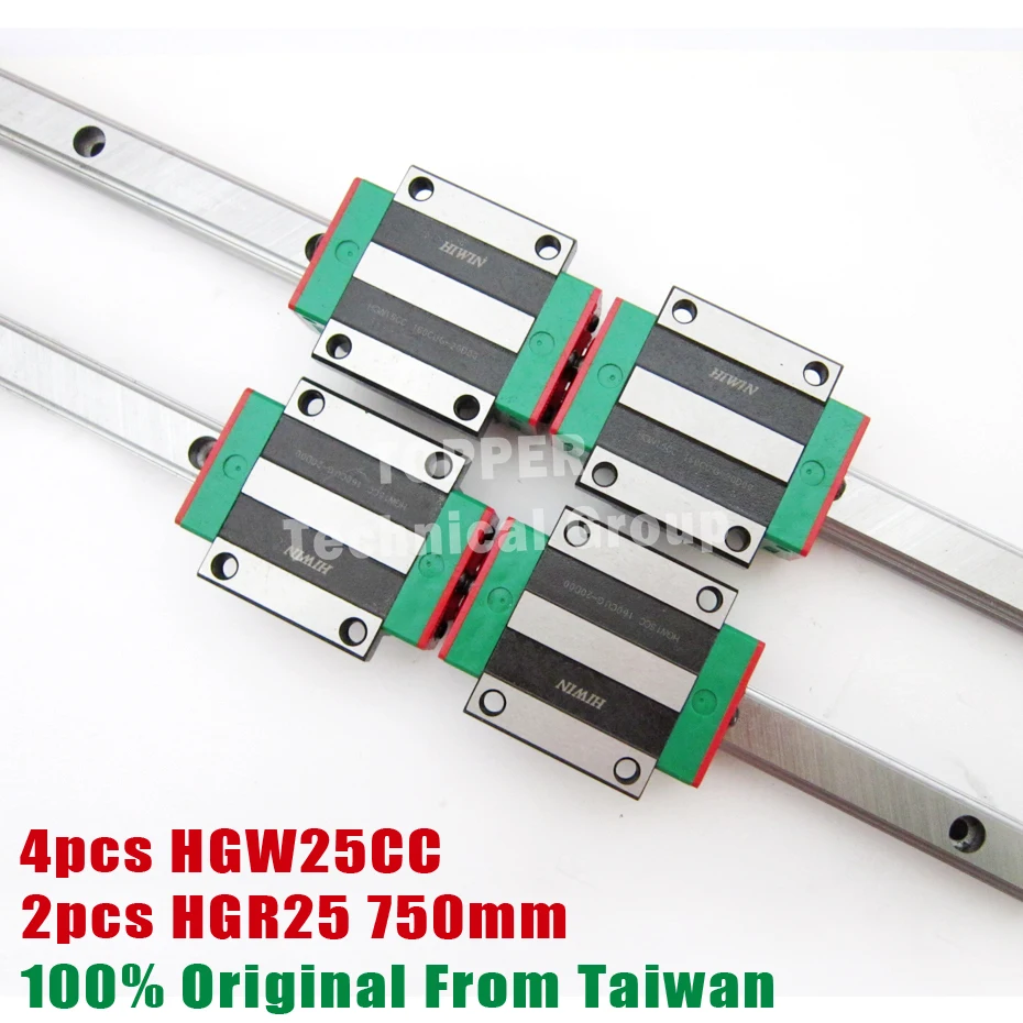 HIWIN-Linear-guide-750mm-2pcs-HGR25-linear-guide-rail-4pcs-HGW25CA-CNC ...