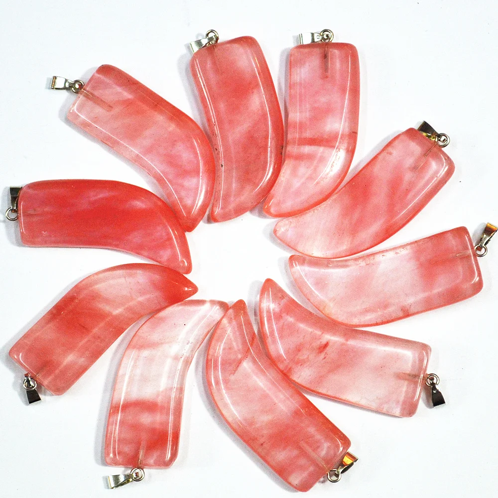 Best Selling Fashion Natural Stone Pendants Cherry Quartz Wolf Tooth ...